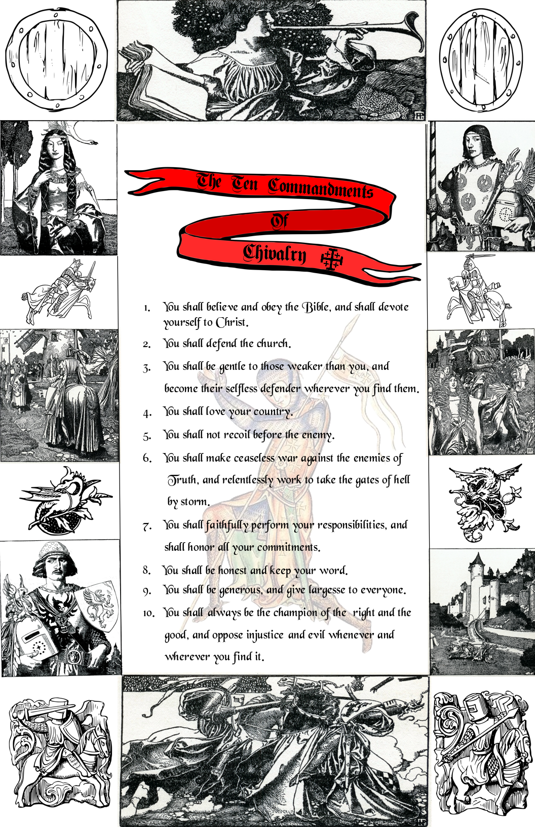 Poster: 10 Commandments of Chivalry - Download - Post Tenebras Lux Books